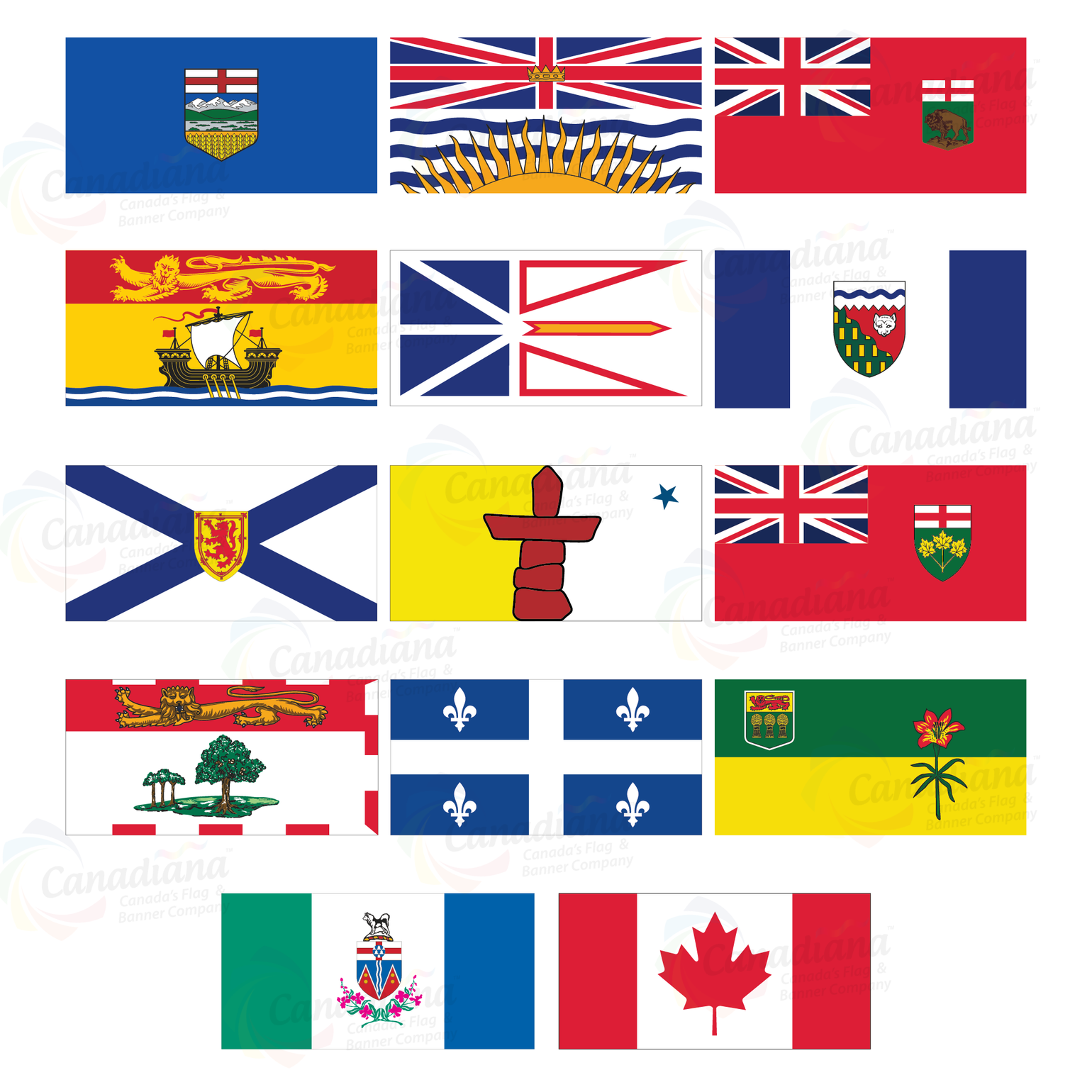 Canada Provincial & Territorial Flags Set – Canadiana Flag